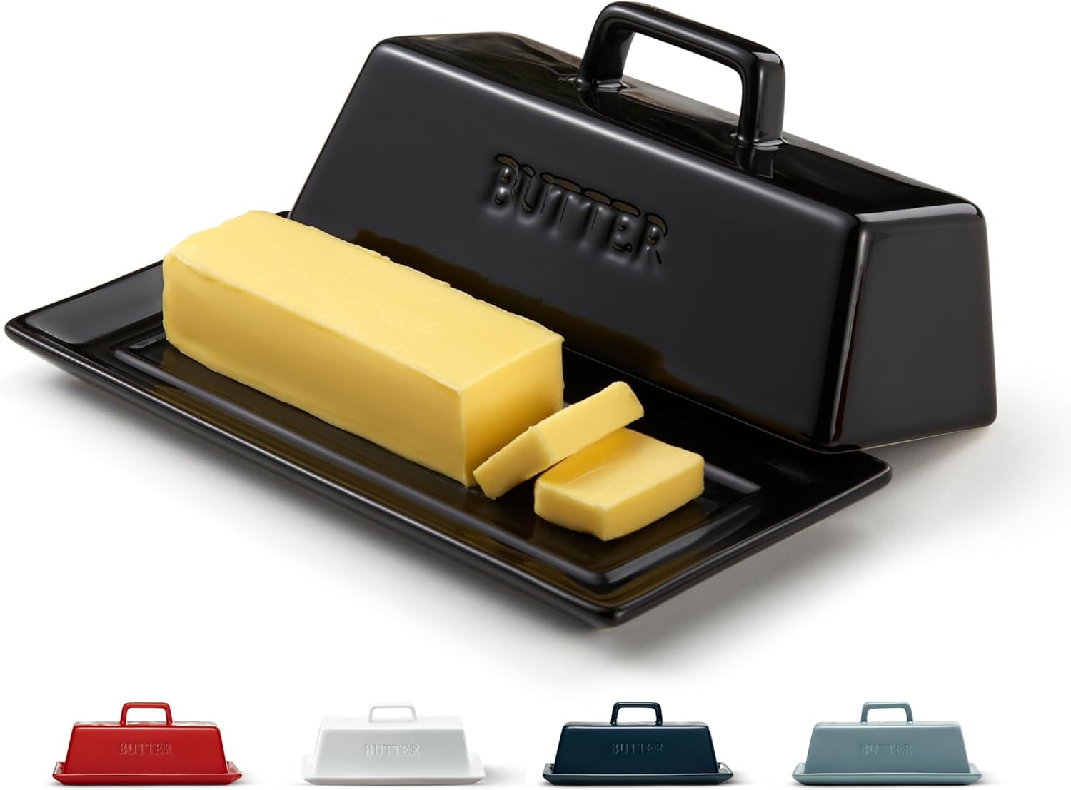 Ceramic Butter Dish with Lid, Kitchen Countertop Butter Storage, Tray ...