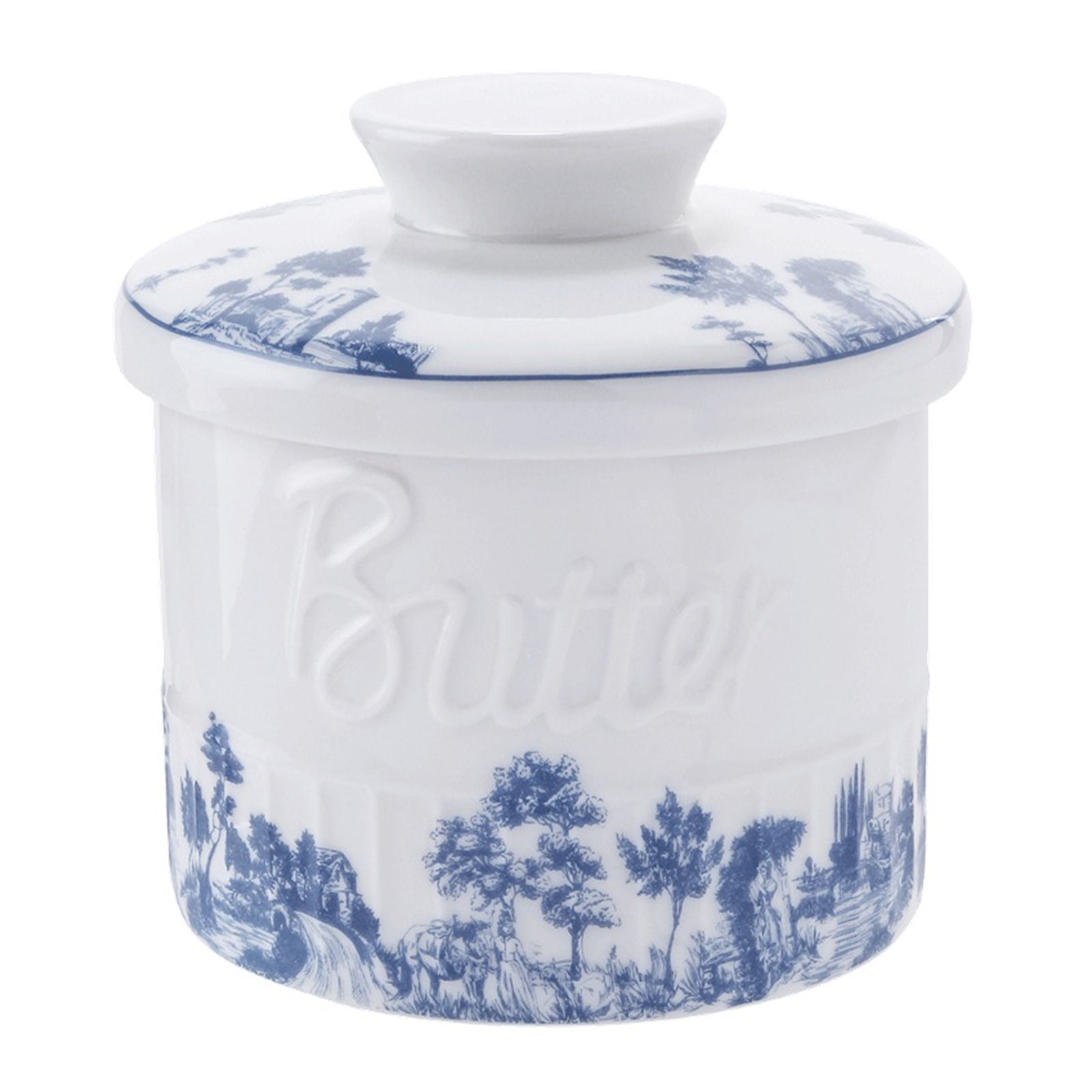 Ceramic Butter Dish With Lid, Vintage Pottery Butter Crock-blue and ...