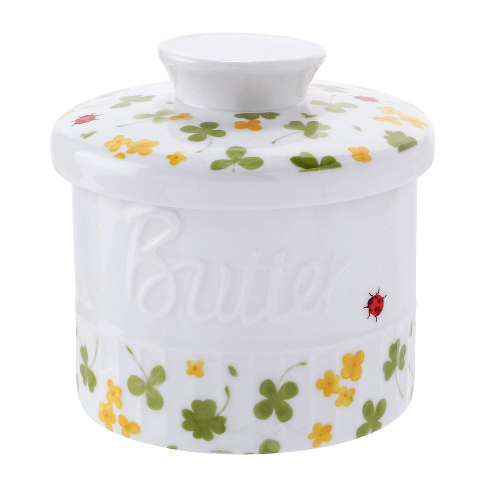 Ceramic Butter Dish With Lid, Vintage Pottery Butter Crock-four leaf ...