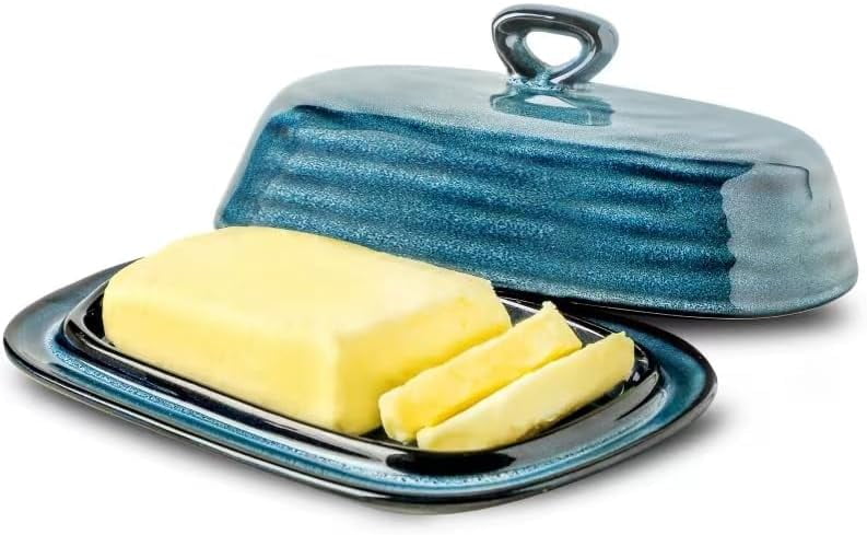 Ceramic Butter Dish with lid, 7.3'' Butter Dish with Handle, Farmhouse ...