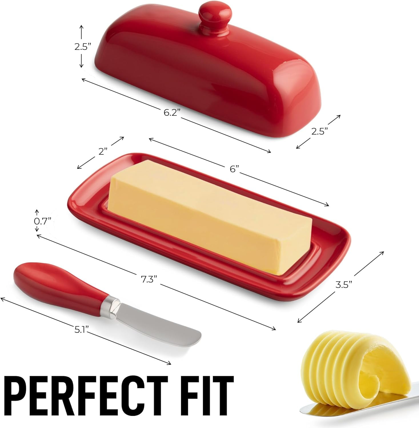 Ceramic Butter Dish with Knob Handle, Great for Cooking - Elegant ...