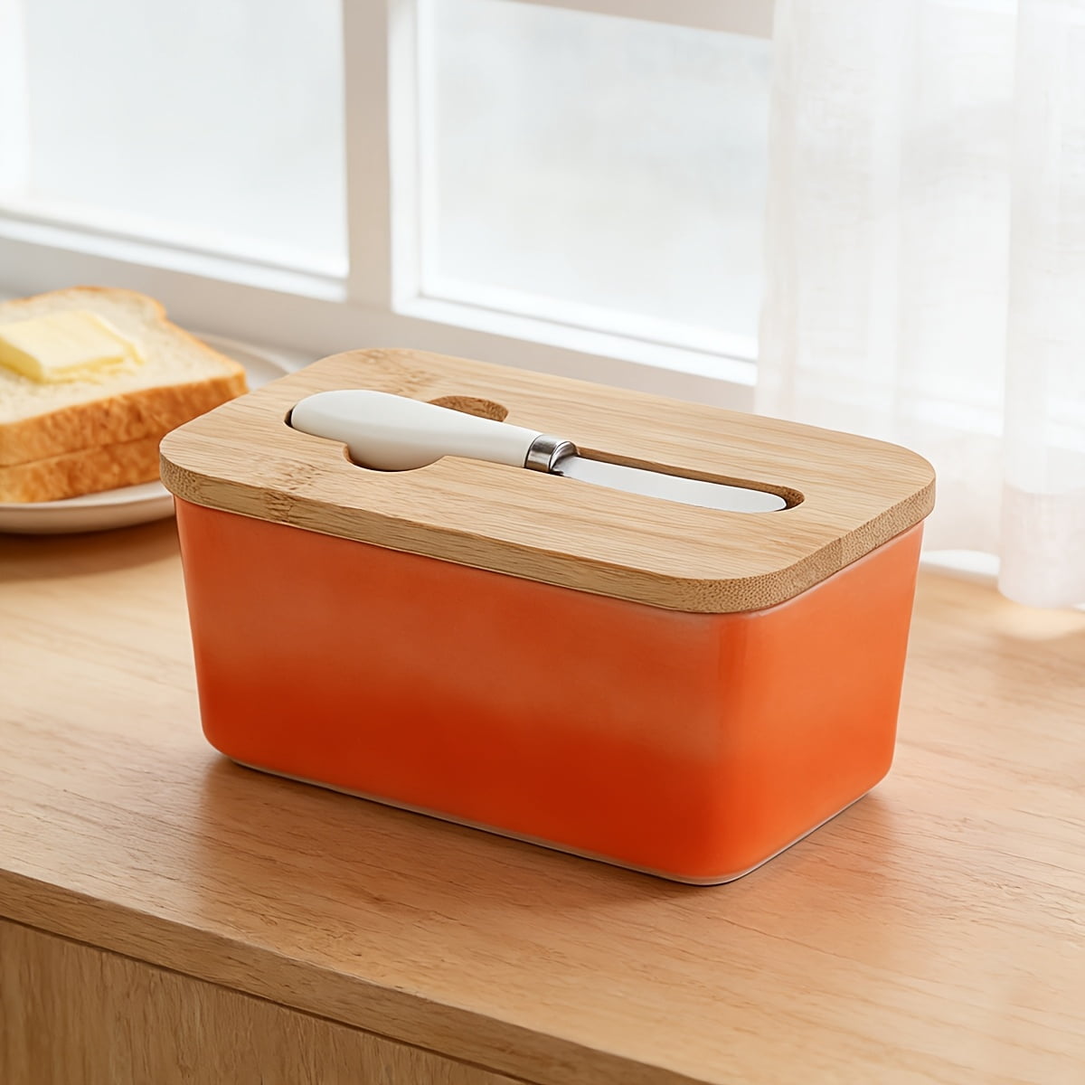 Ceramic Butter Dish with Lid, Large Butter Keeper for Countertop with ...