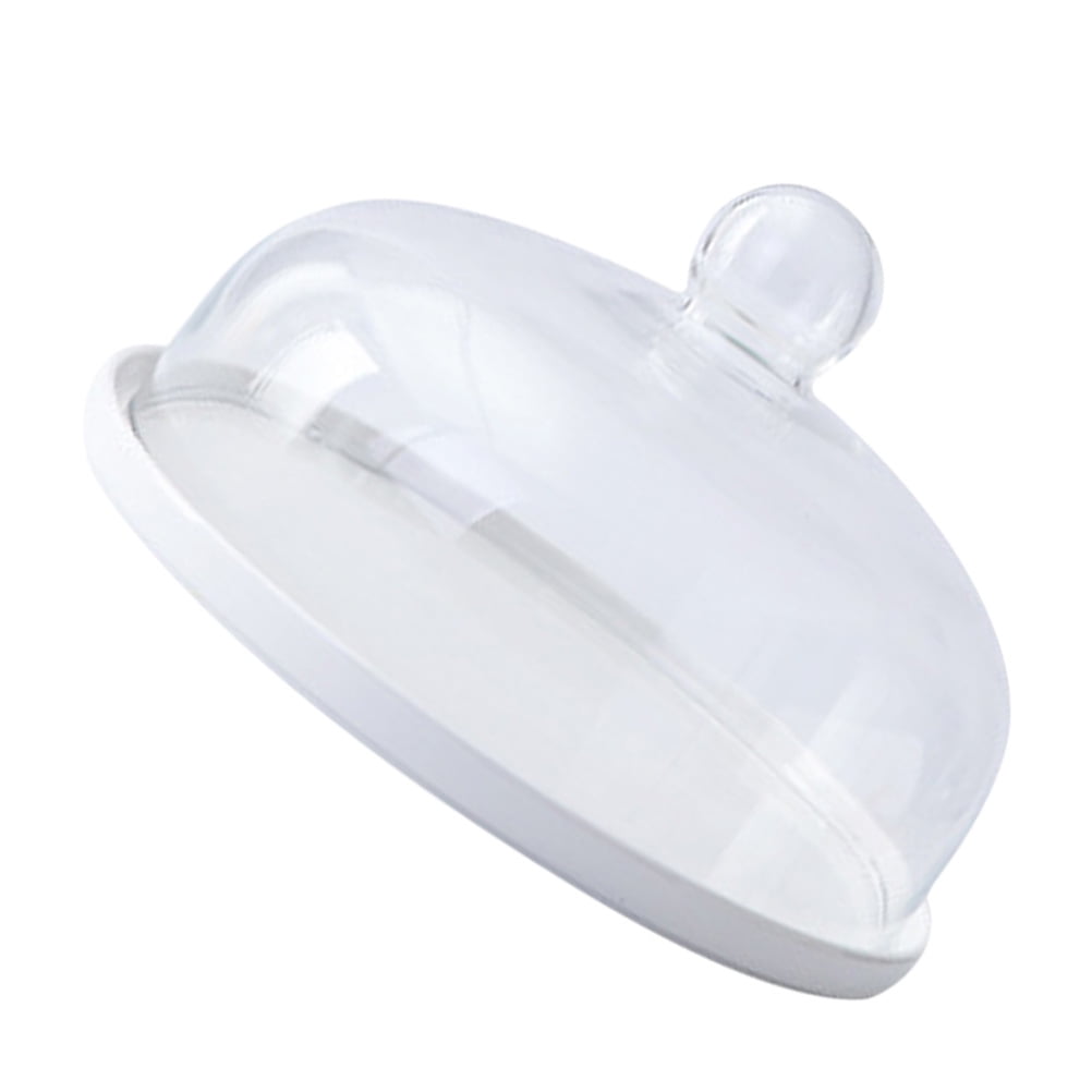 Ceramic Cake Plate Cake Tray with Glass Dome Round Clear Cloche Dome ...