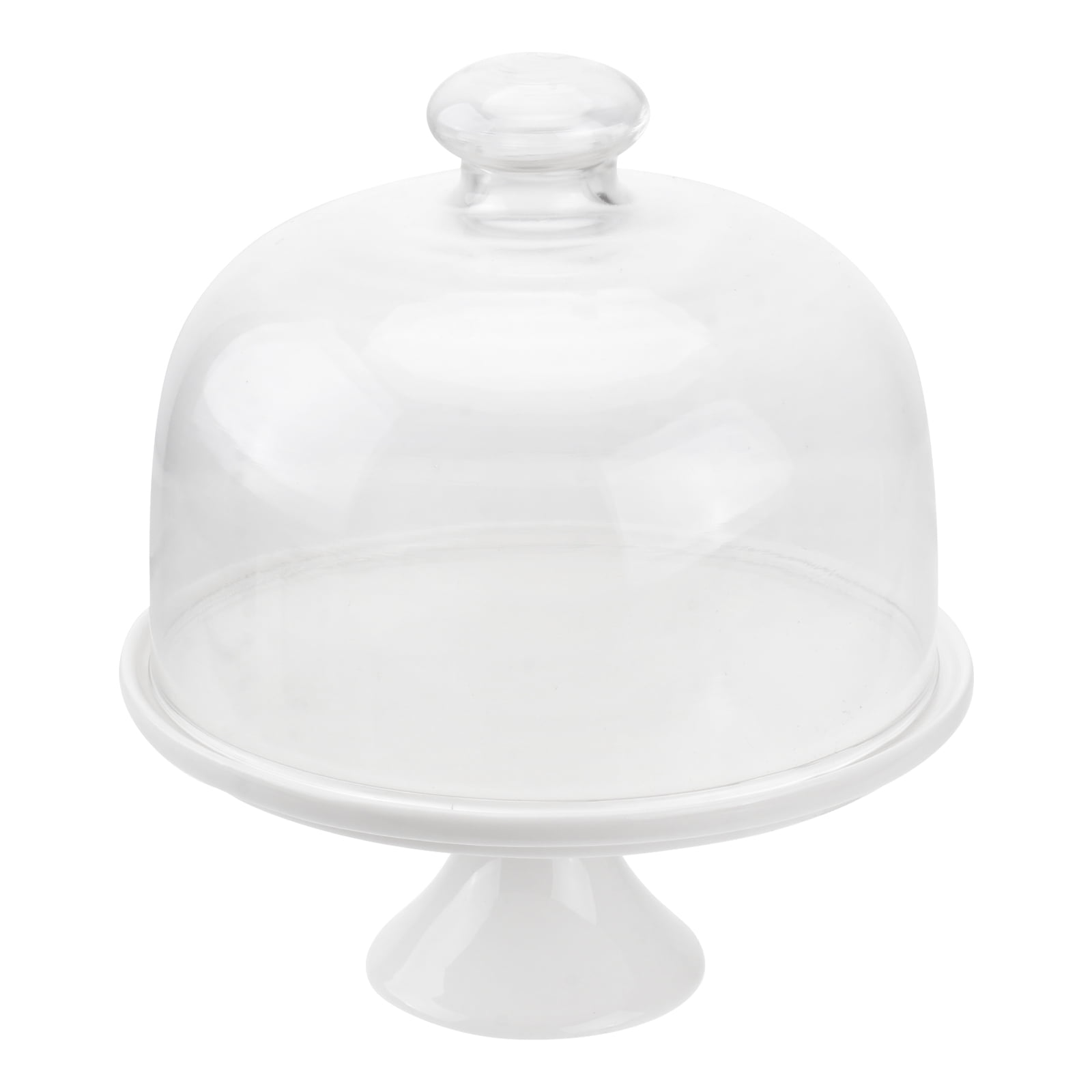 Ceramic Cake Stand with Glass Dome Cover Round Dessert Stand Display ...