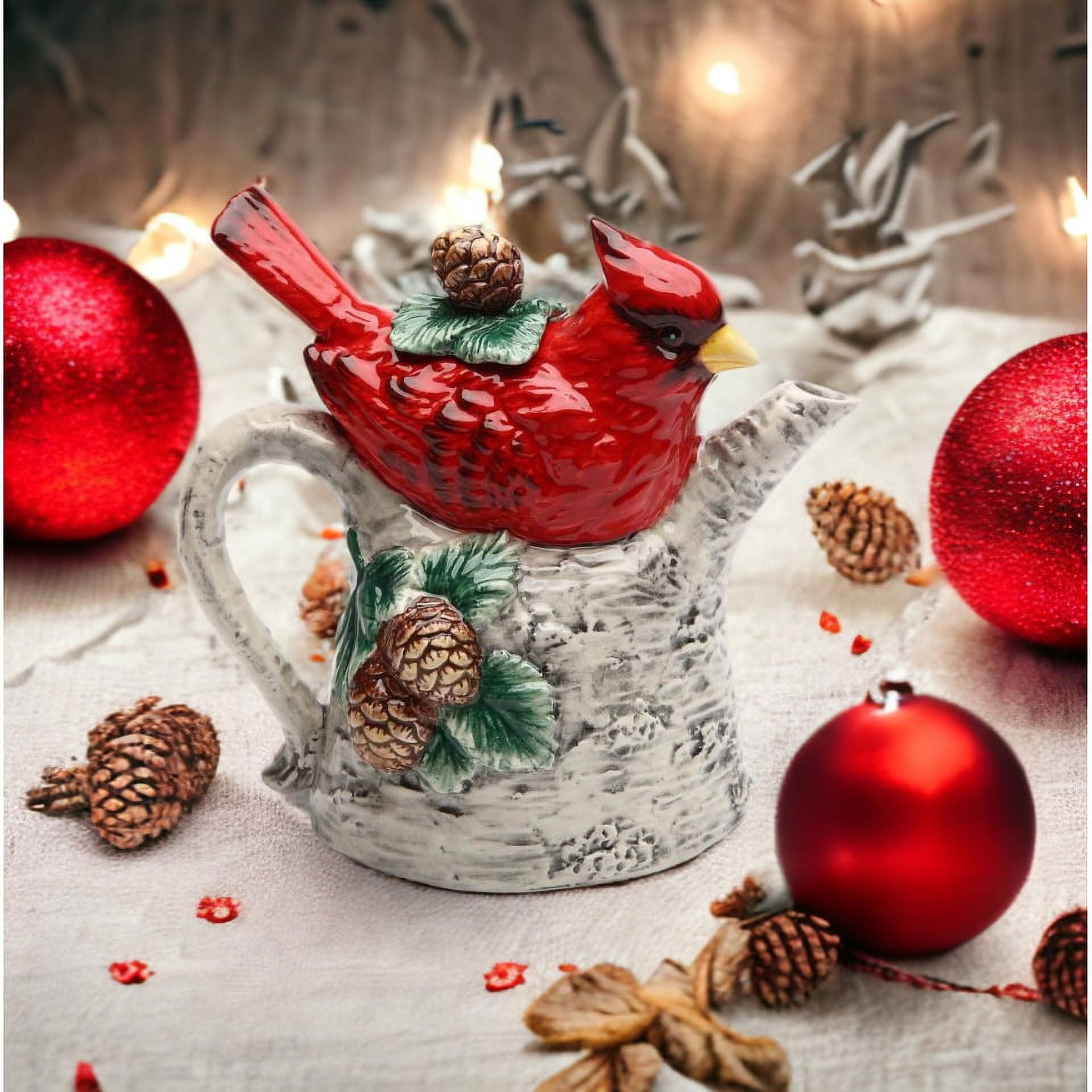 Ceramic Cardinal Bird Teapot 12oz 6in Gifts for Mom Birdwatchers ...