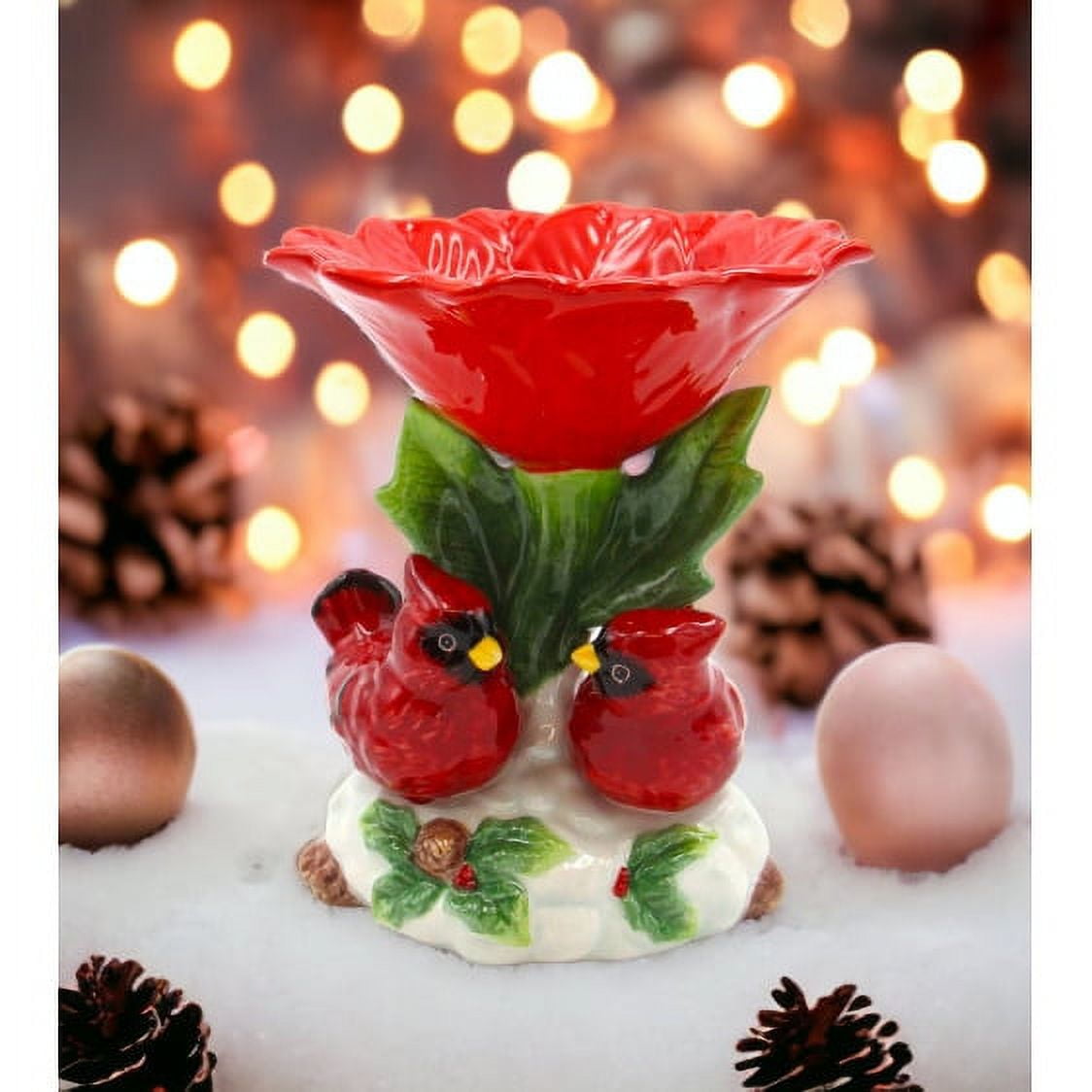 Ceramic Cardinal Candy Dish 4.5" Red Flower Vintage - Walmart.com