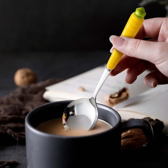 Ceramic Carrot Handle Stainless Fork And Spoon Creative Cute Tableware ...