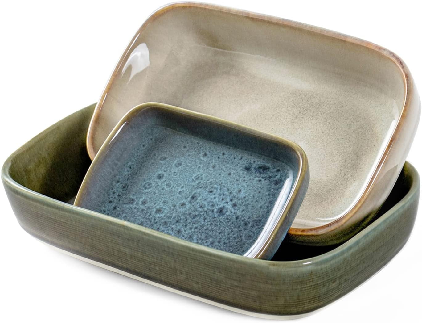 Ceramic Casserole Bakeware Sets - Mini Lasagna Cake Pan 6 x 8 Inch ...