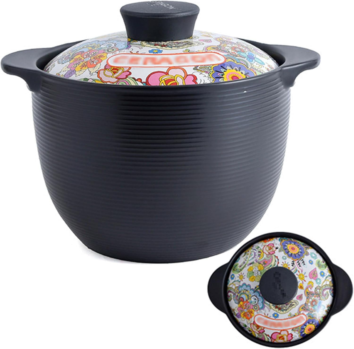 Ceramic Casserole Clay Pot with Lid, Casserole Dish for Cooking Non ...