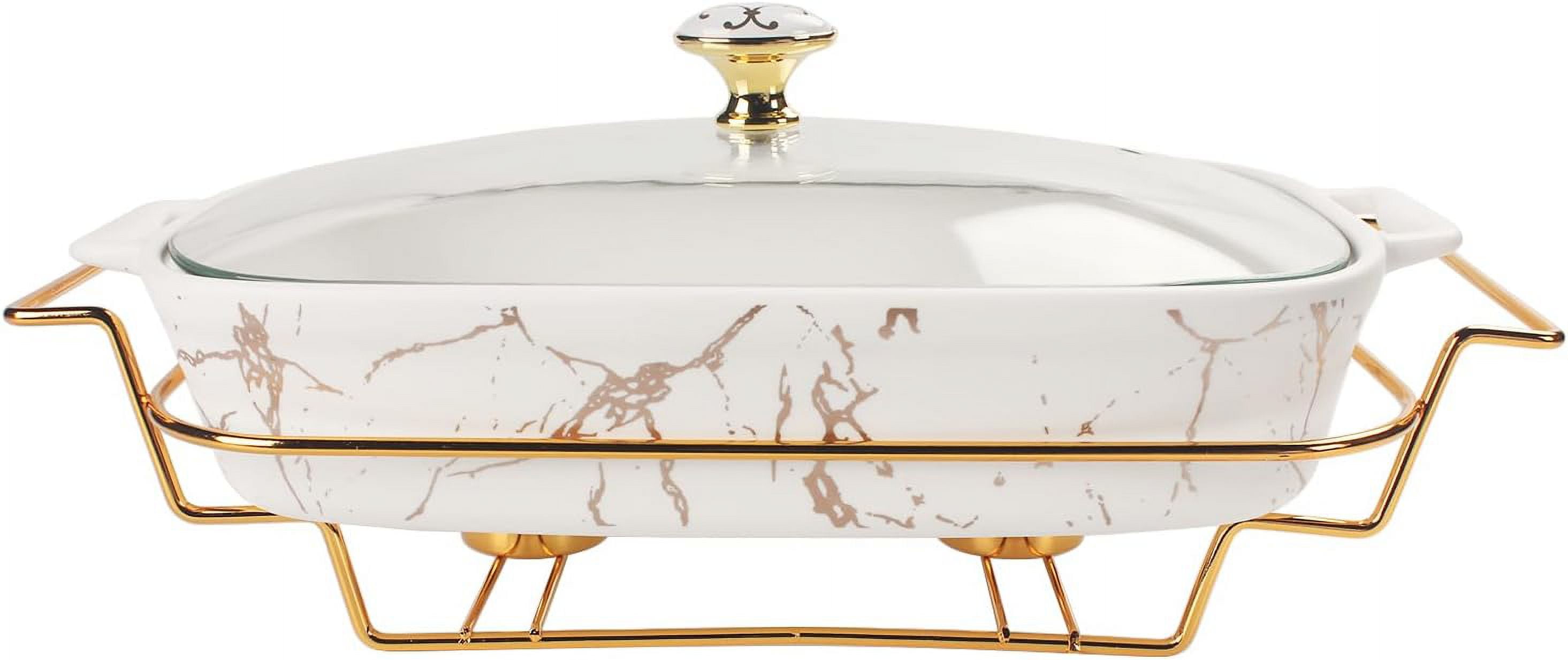 Ceramic Casserole Dish with Glass Lid and rack, 30 oz Serving Soup ...