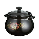 Ceramic Casserole Pot for Cooking Stew Pot Flower Pattern Double Handle ...