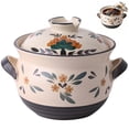 Ceramic Casserole Pot with Lid and Handles, Heat Vent Design Soup Stew ...