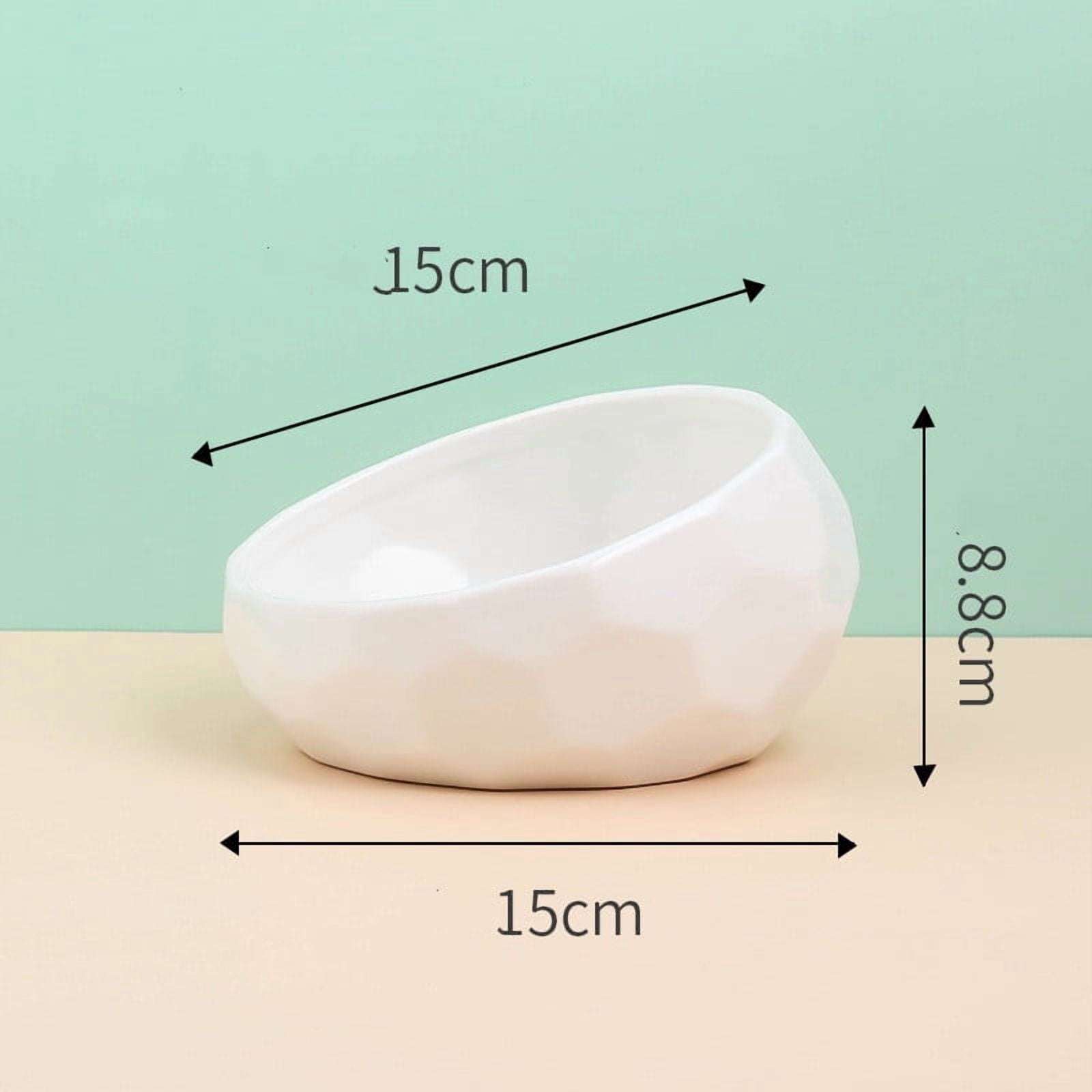 Ceramic Cat Bowl with Slanted Design, Elevated Dog Dish for Neck ...