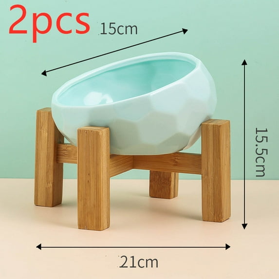 Ceramic Cat Bowl with Slanted Design, Elevated Dog Dish for Neck ...
