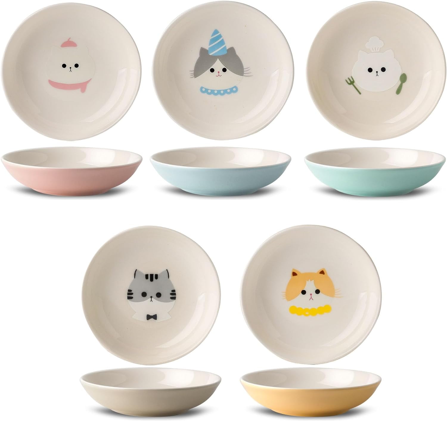 Ceramic Cat Bowls Set - 5.7 inch Wide Cat Food Bowls Whisker Fatigue ...