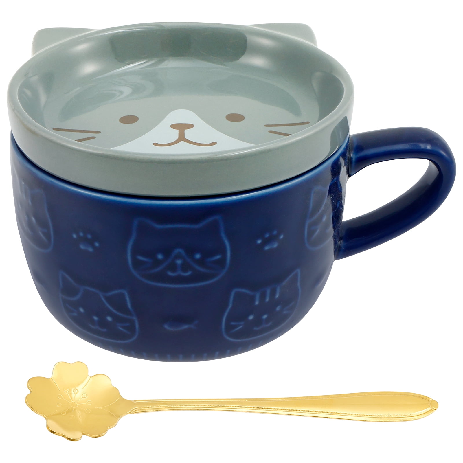 Ceramic Cat Coffee Mug with Lid Creative Cute Cat Mug with Handle ...