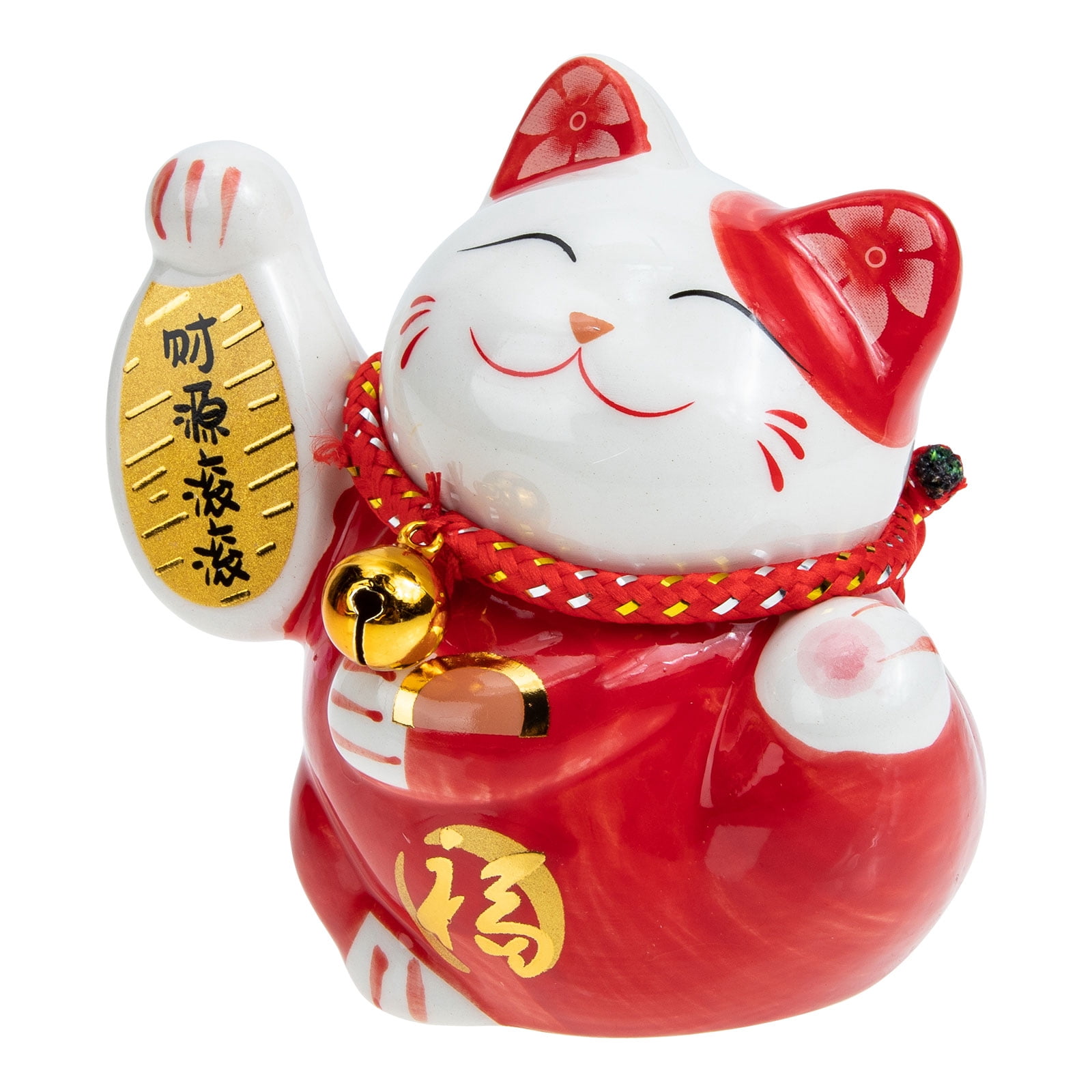 TAILTOSS Elegant Ceramic Red Cat Figurine for Home Office 1Set 4.3x4 ...