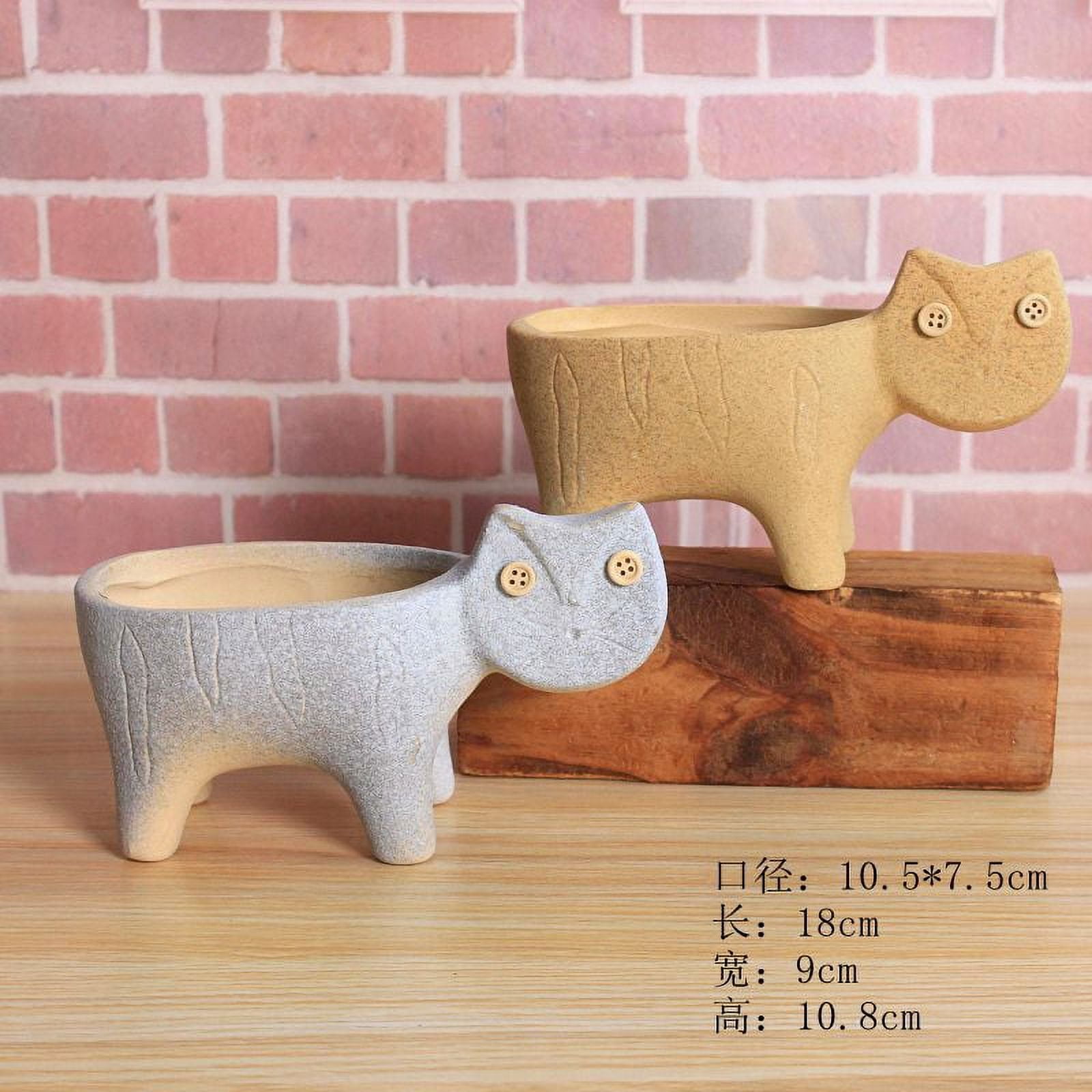 Ceramic Cat Succulent Planter - Creative Animal Desktop Pot for ...