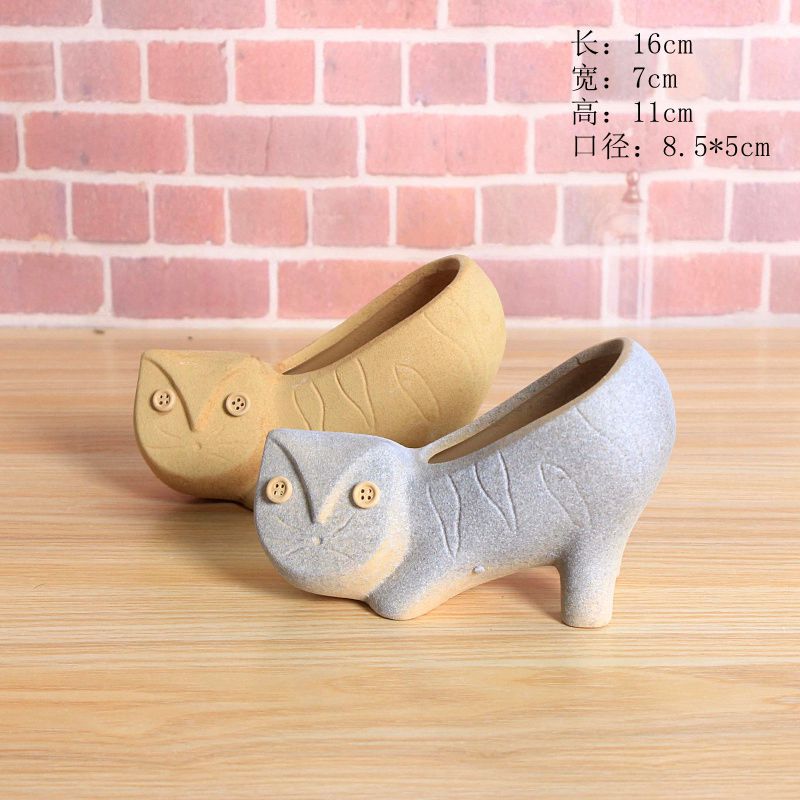 Ceramic Cat Succulent Planter - Creative Animal Desktop Pot for ...