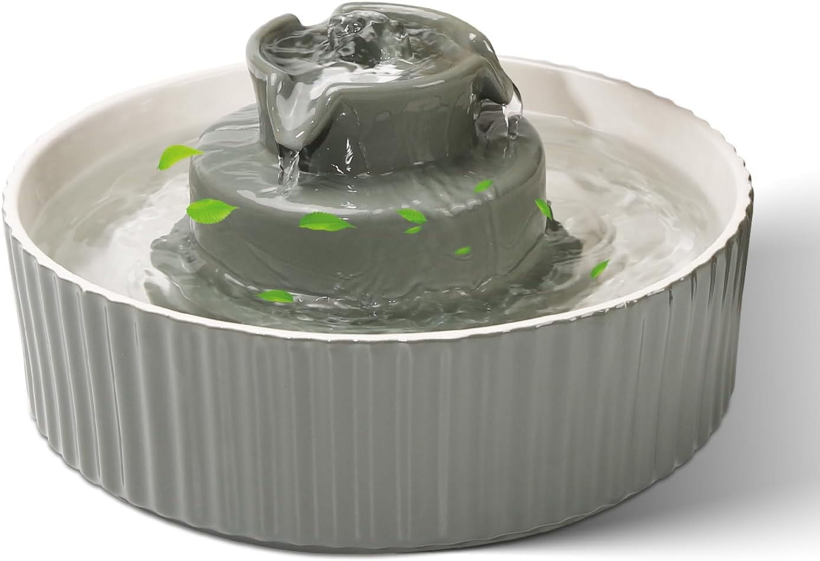 Ceramic Cat Water Fountain, 2.1L/70oz Ceramic Pet Water Fountain ...