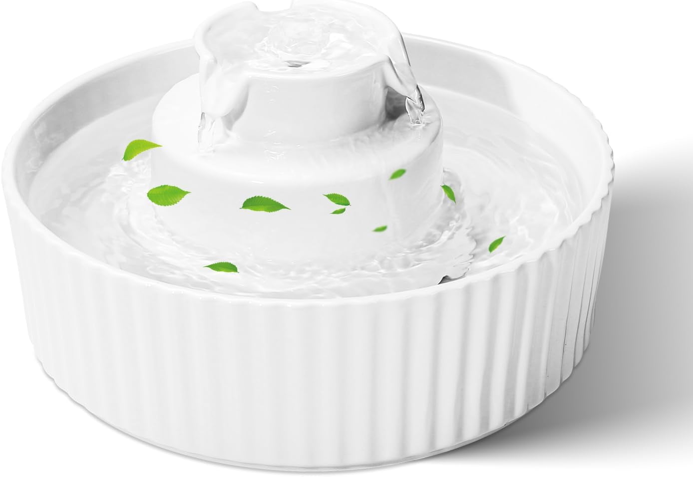 Ceramic Cat Water Fountain, 2.1L/70oz Ceramic Pet Water Fountain ...