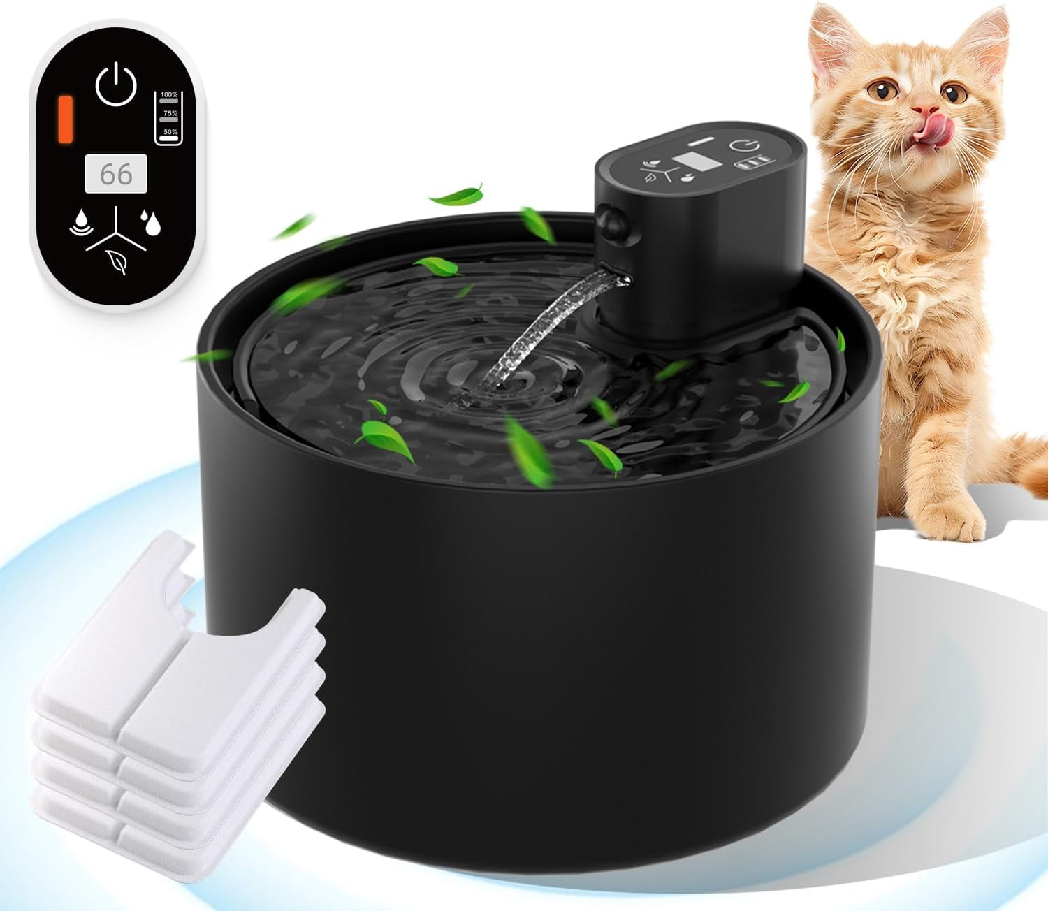 Ceramic Cat Water Fountain,2.3lL/78oz Cat Water Fountain Cordless ...