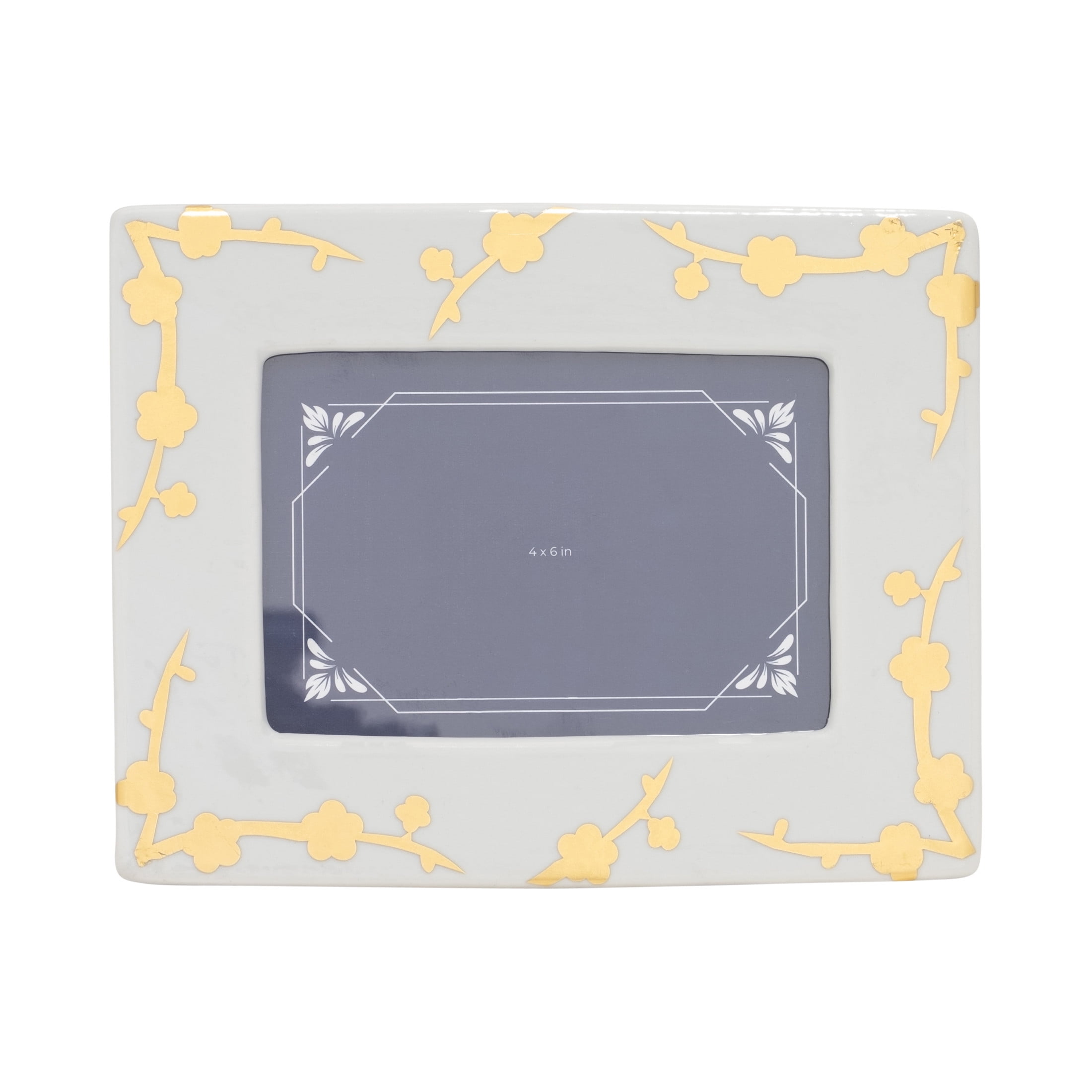 Ceramic Cherry Blossom Photo Frame, Gold/white - Walmart.com