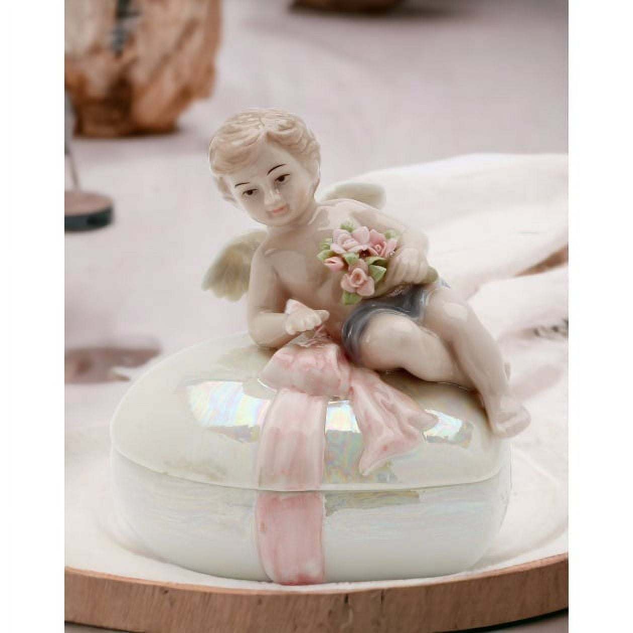 Ceramic Cherub Angel Trinket Box 3.75x3.5 Vintage Gift - Walmart.com