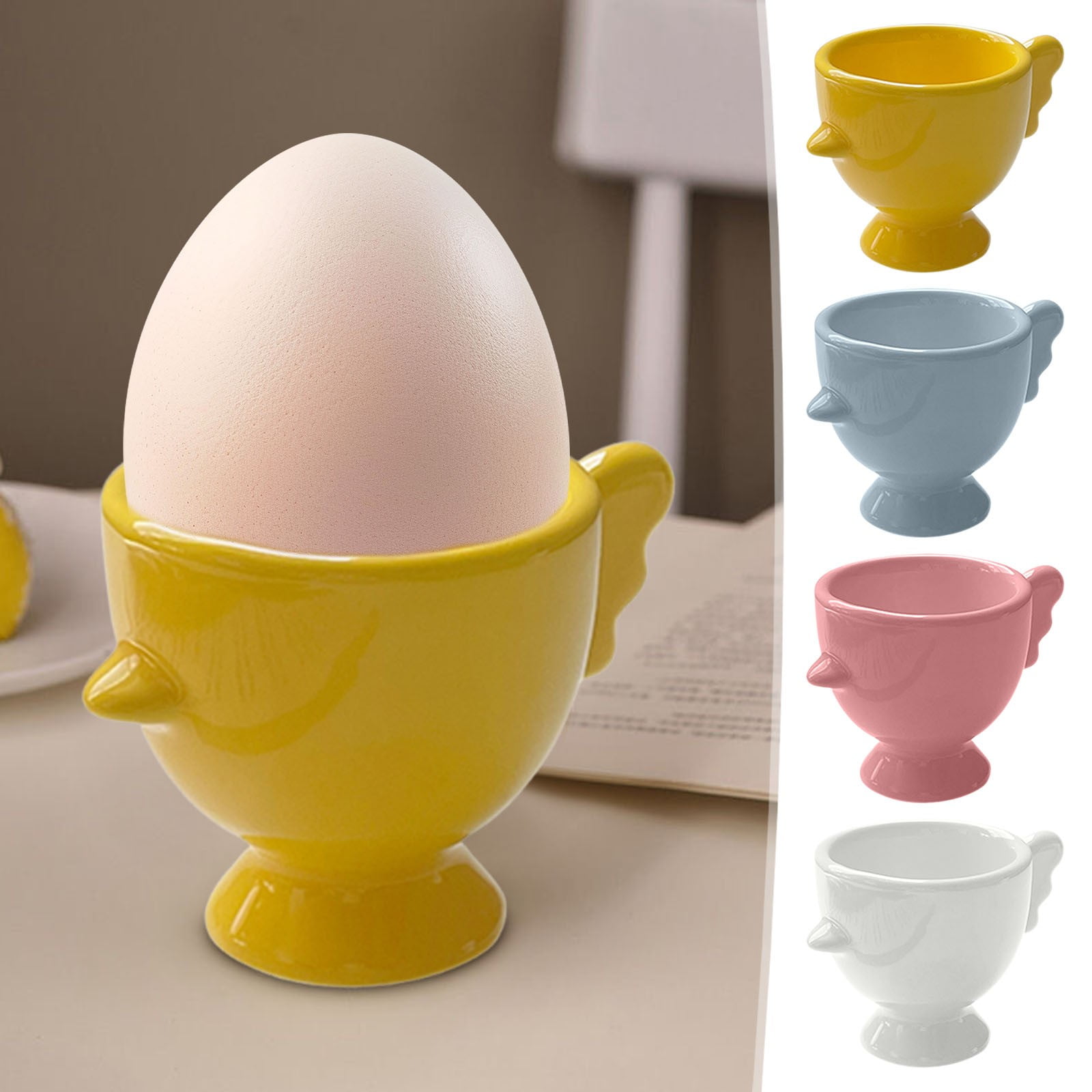 Ceramic Chicken Egg Cups for Kids, Cute Breakfast Egg Holders ...