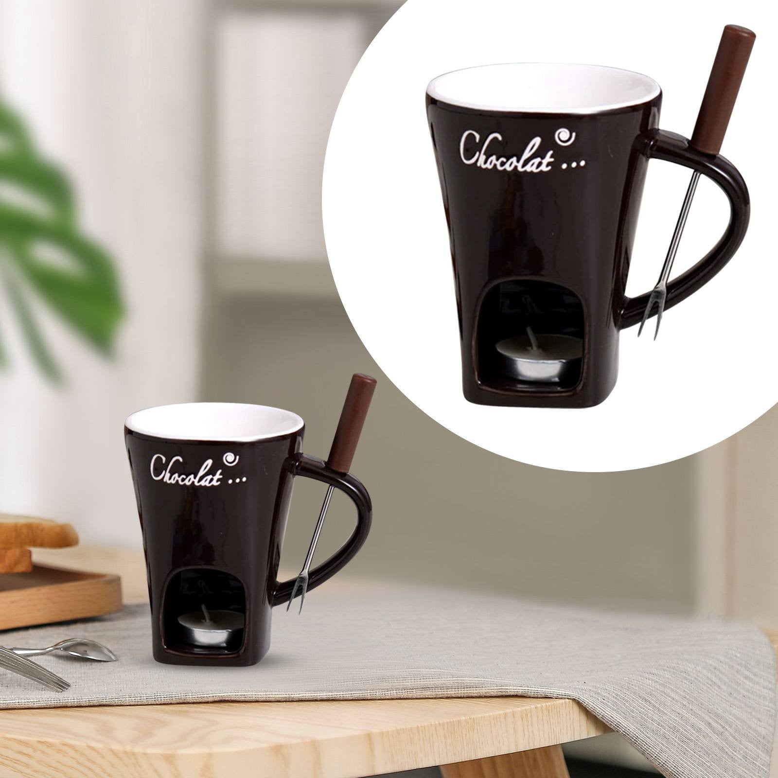 Ceramic Chocolate Fondue Cup with Candle Warmer - Cheese Melting Pot ...