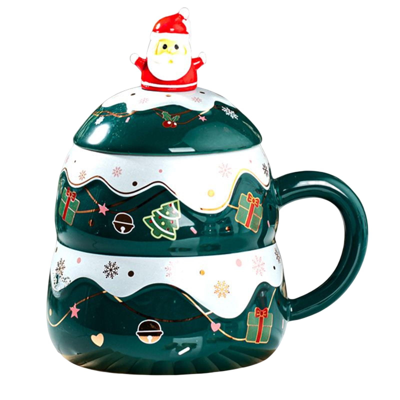 Ceramic Christmas Coffee Mug Decorative with Handle Spoon and Lid ...