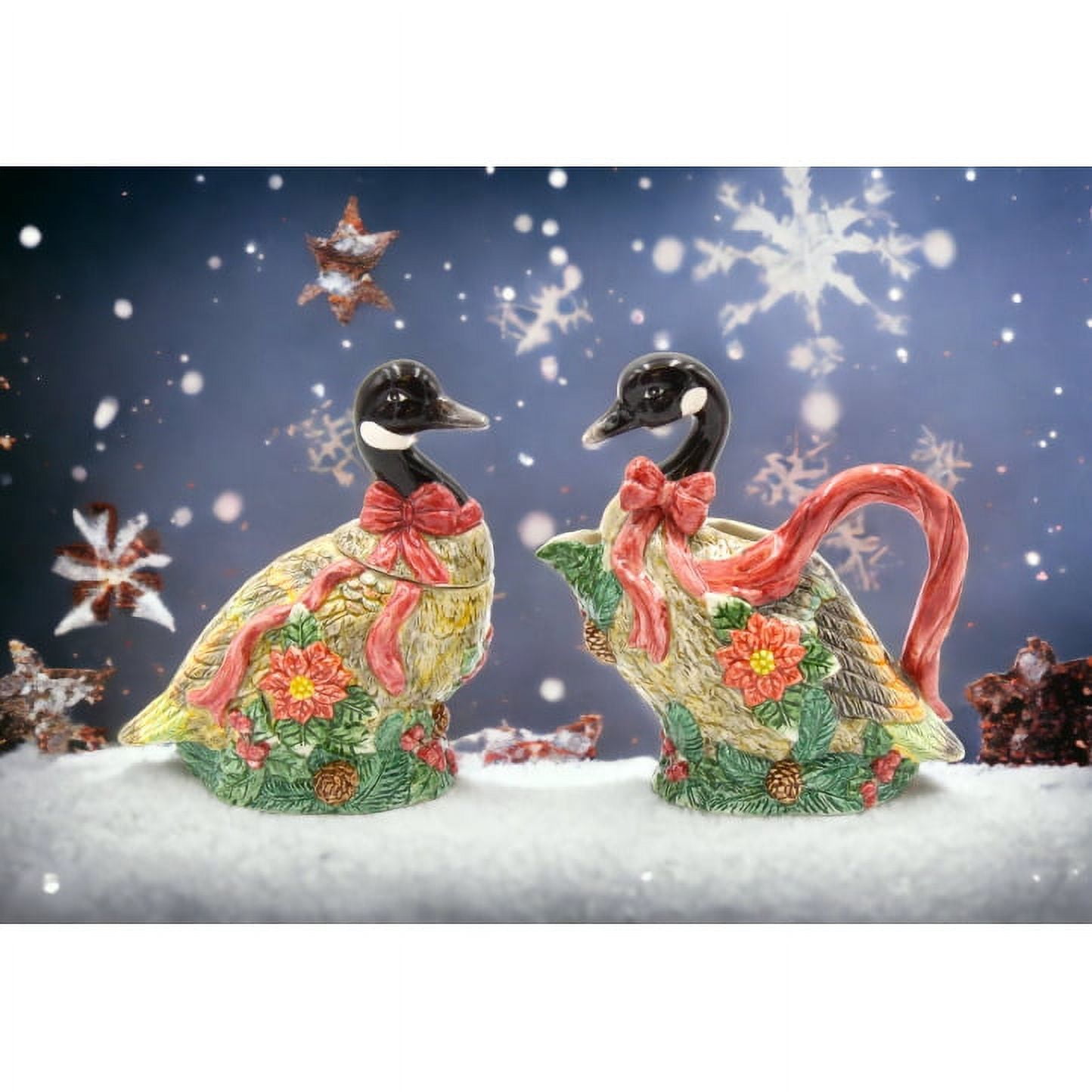 Ceramic Christmas Geese Sugar and Creamer Set Gift 4in - Walmart.com