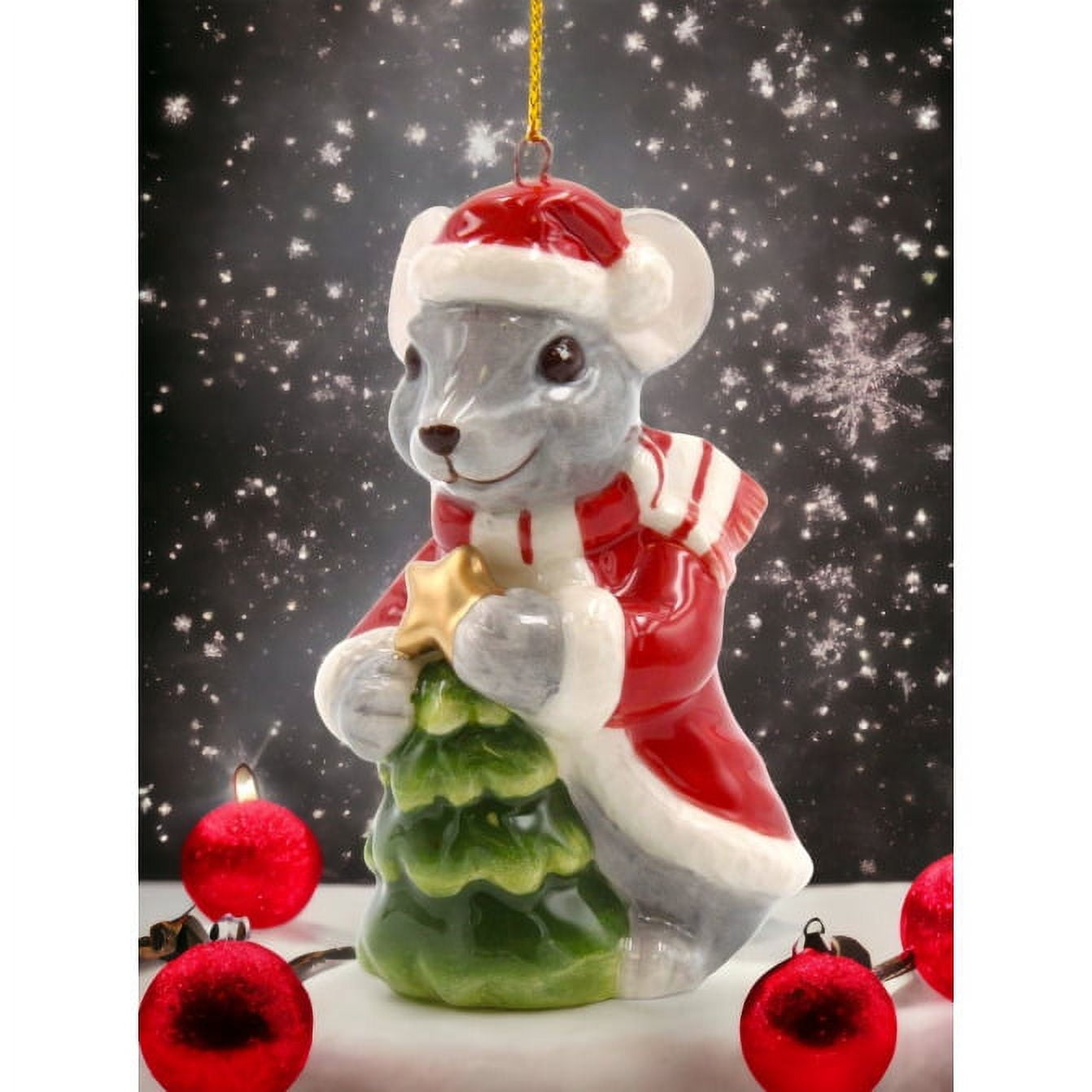 Ceramic Christmas Mouse Ornament 2 1/8" x 2" x 3 1/4" - Walmart.com