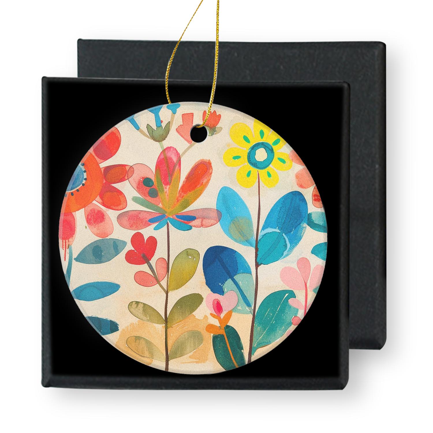 Ceramic Christmas Ornament Circle Pedent,Tropical Beach Plants ...