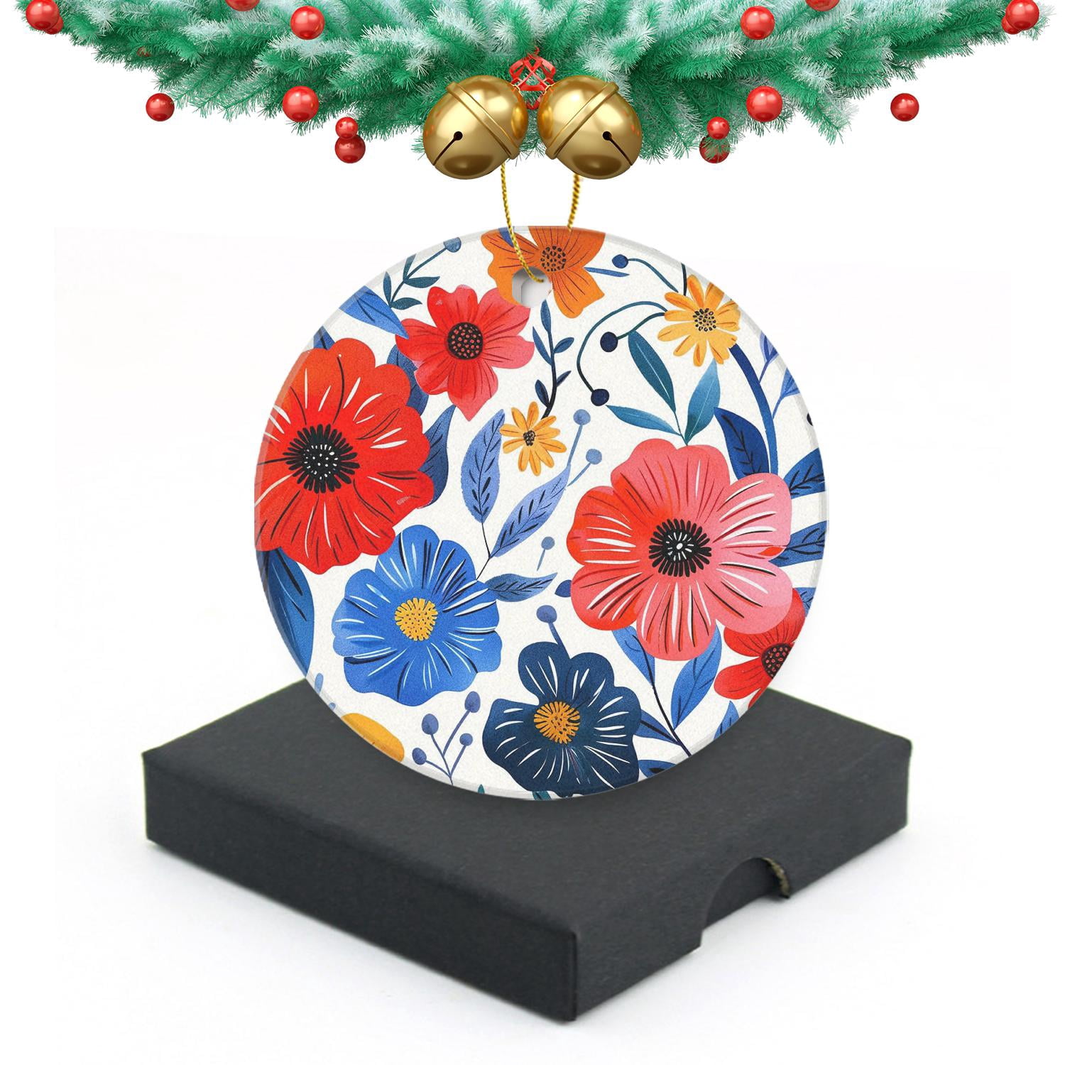 Ceramic Christmas Ornament Circle Pedent,White cow pretty - Walmart.com