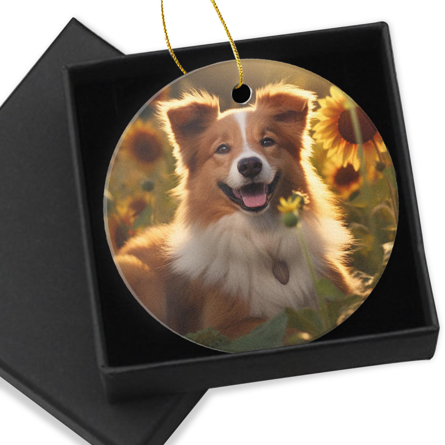 Ceramic Christmas Ornament Circle Pedent,Wolf Howling Galaxy Nebula ...