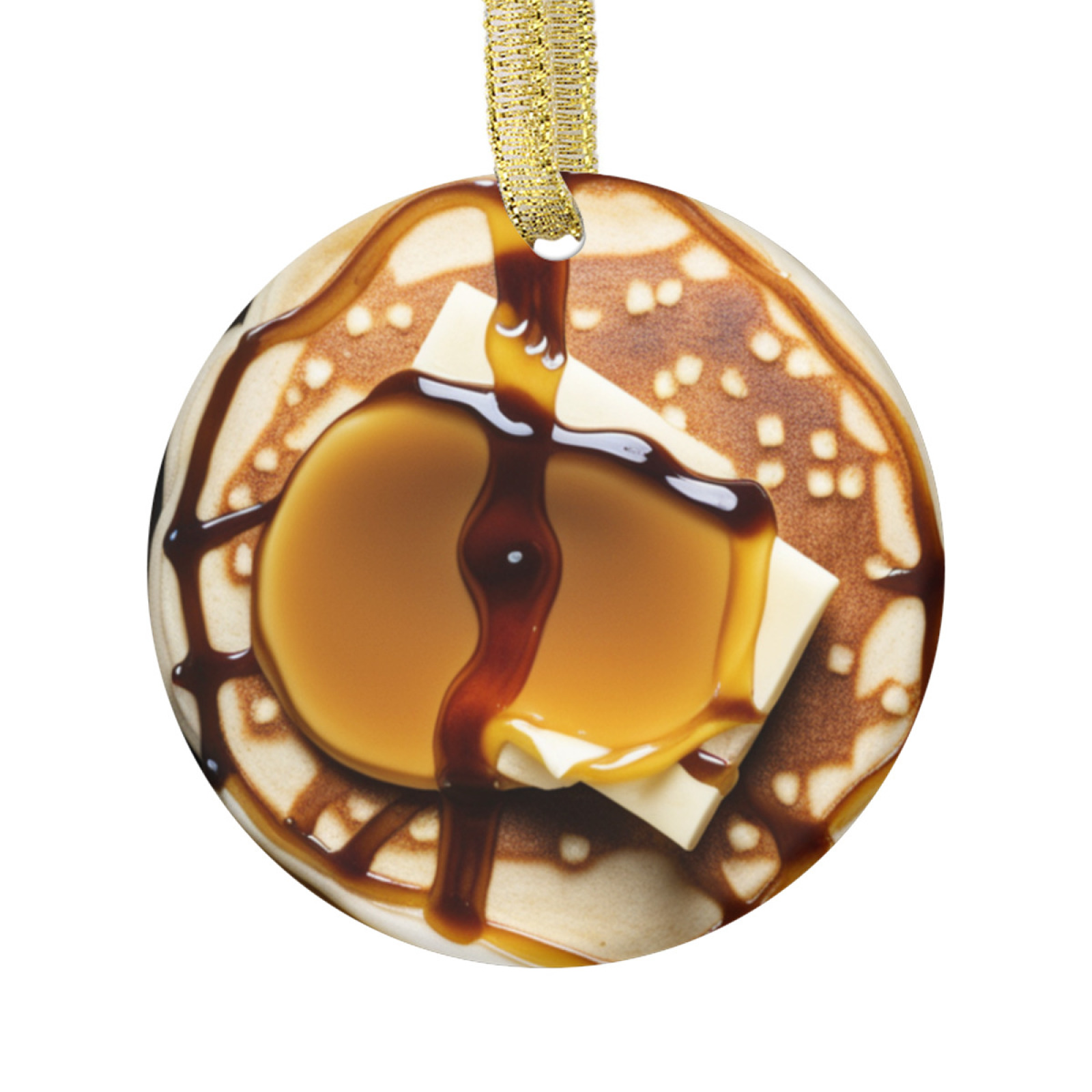 Ceramic Christmas Ornament (Flat Design - NOT 3D,) of a Pancake with ...