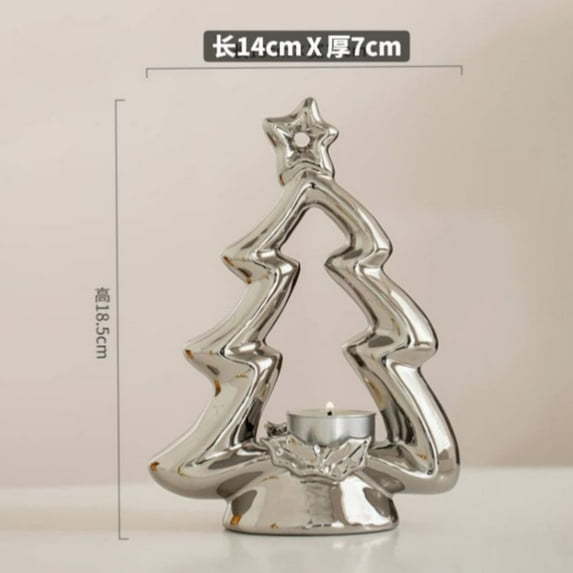 Ceramic Christmas Tree Candle Holder | Festive Red Metal Candlestick ...