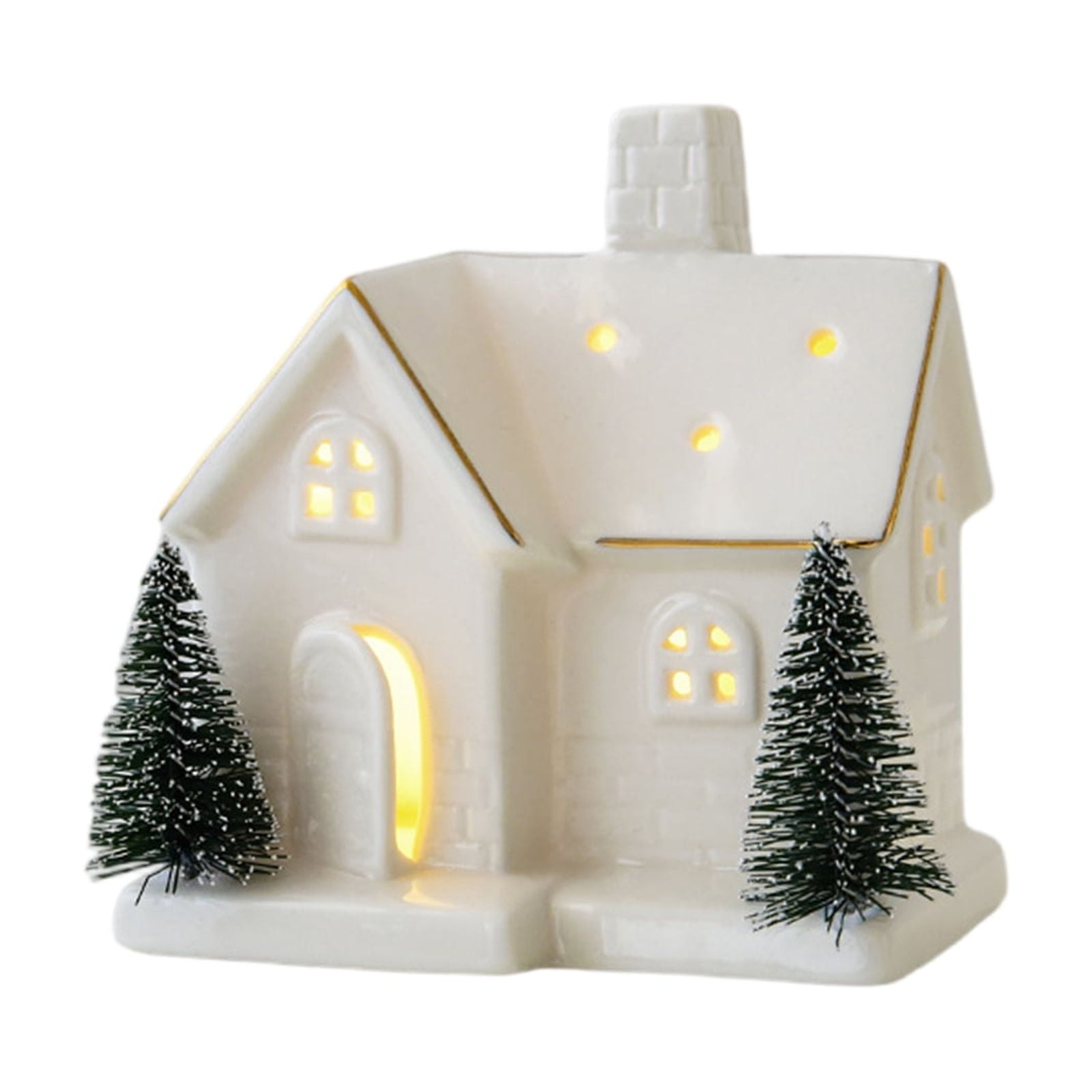 Ceramic Christmas Tree House - Lighted Tabletop Decor with Glowing ...