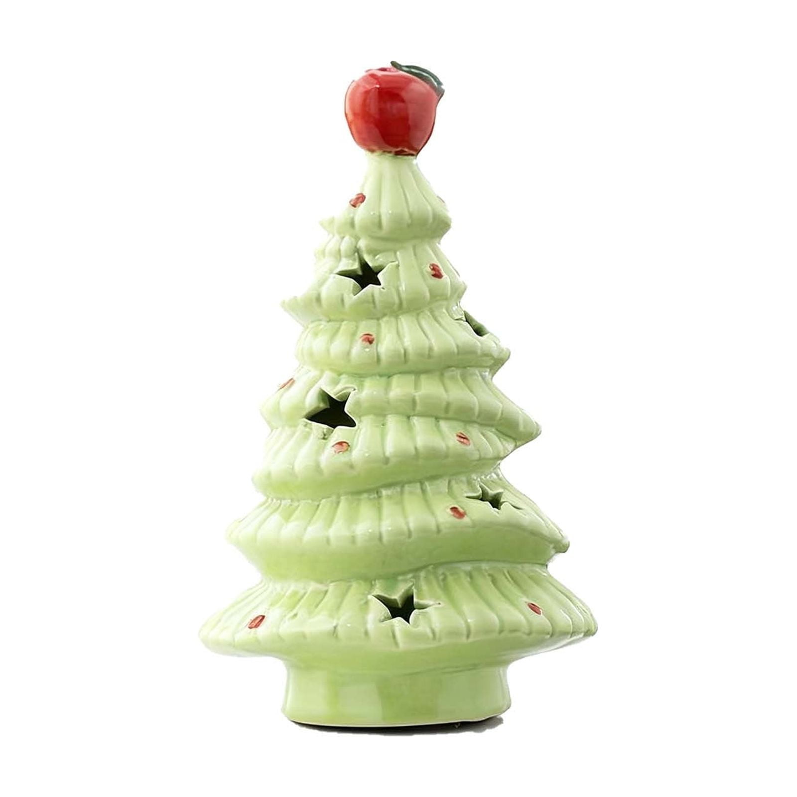 Ceramic Christmas Tree Night Light - Battery-Powered Bedside Lamp ...