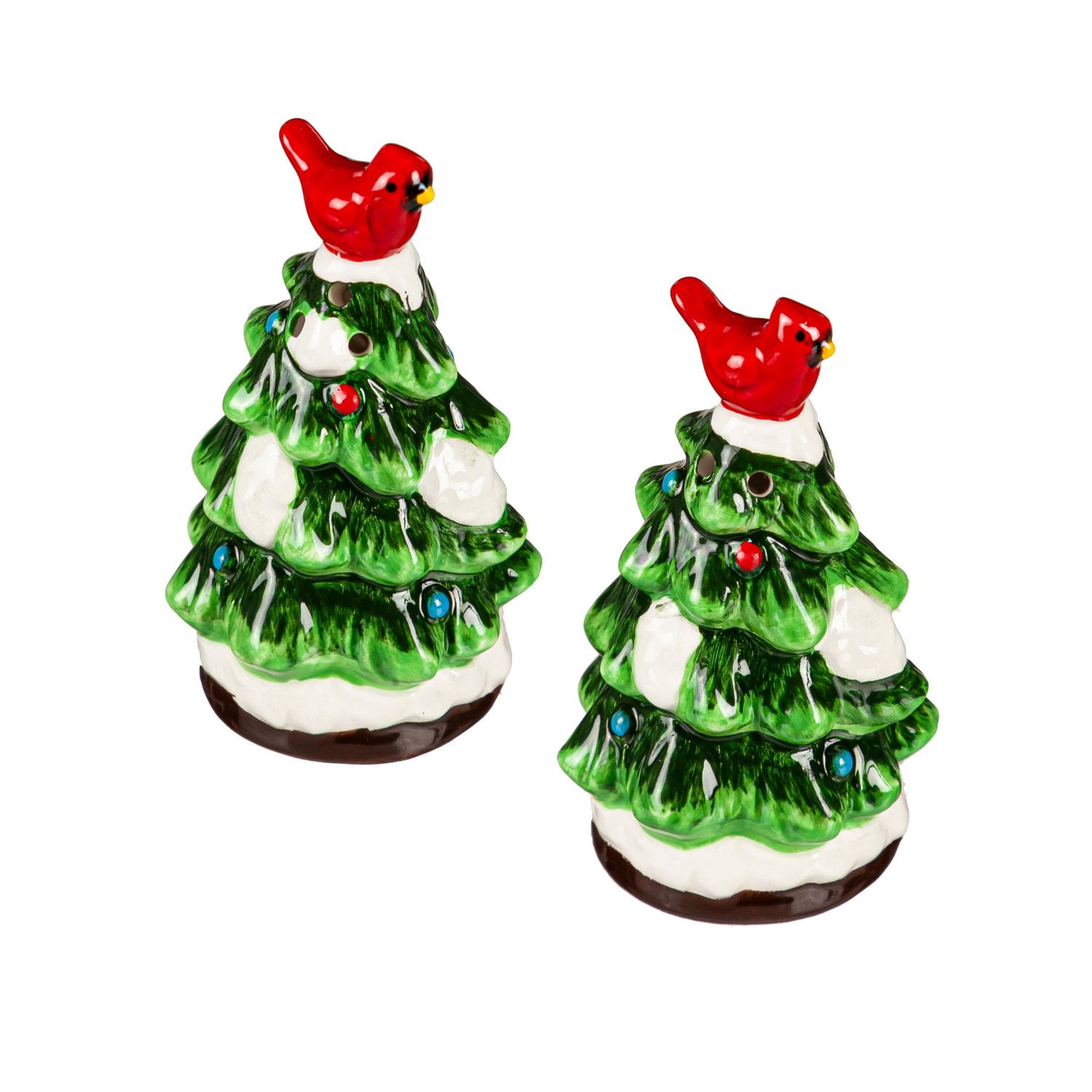 Holiday Ceramic Christmas Tree with Cardinal Xmas Salt and Pepper ...