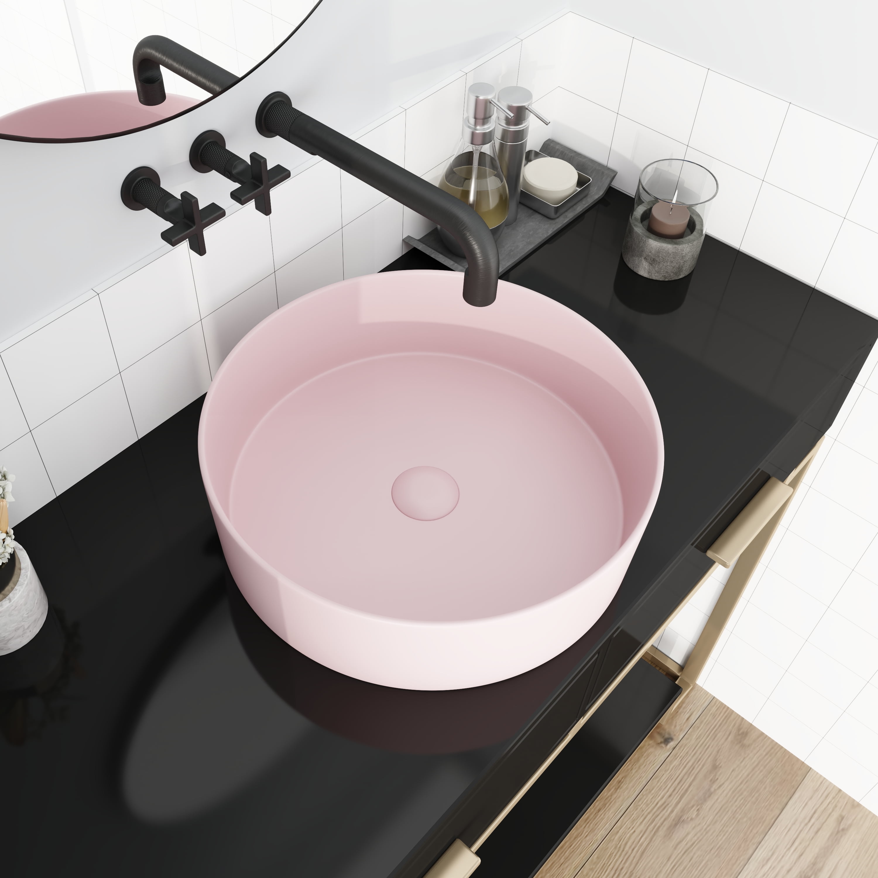 Ceramic Circular Vessel Bathroom Sink Art Sink - Walmart.com