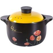 Ceramic Casserole Pot for Cooking Stew Pot Flower Pattern Double Handle ...