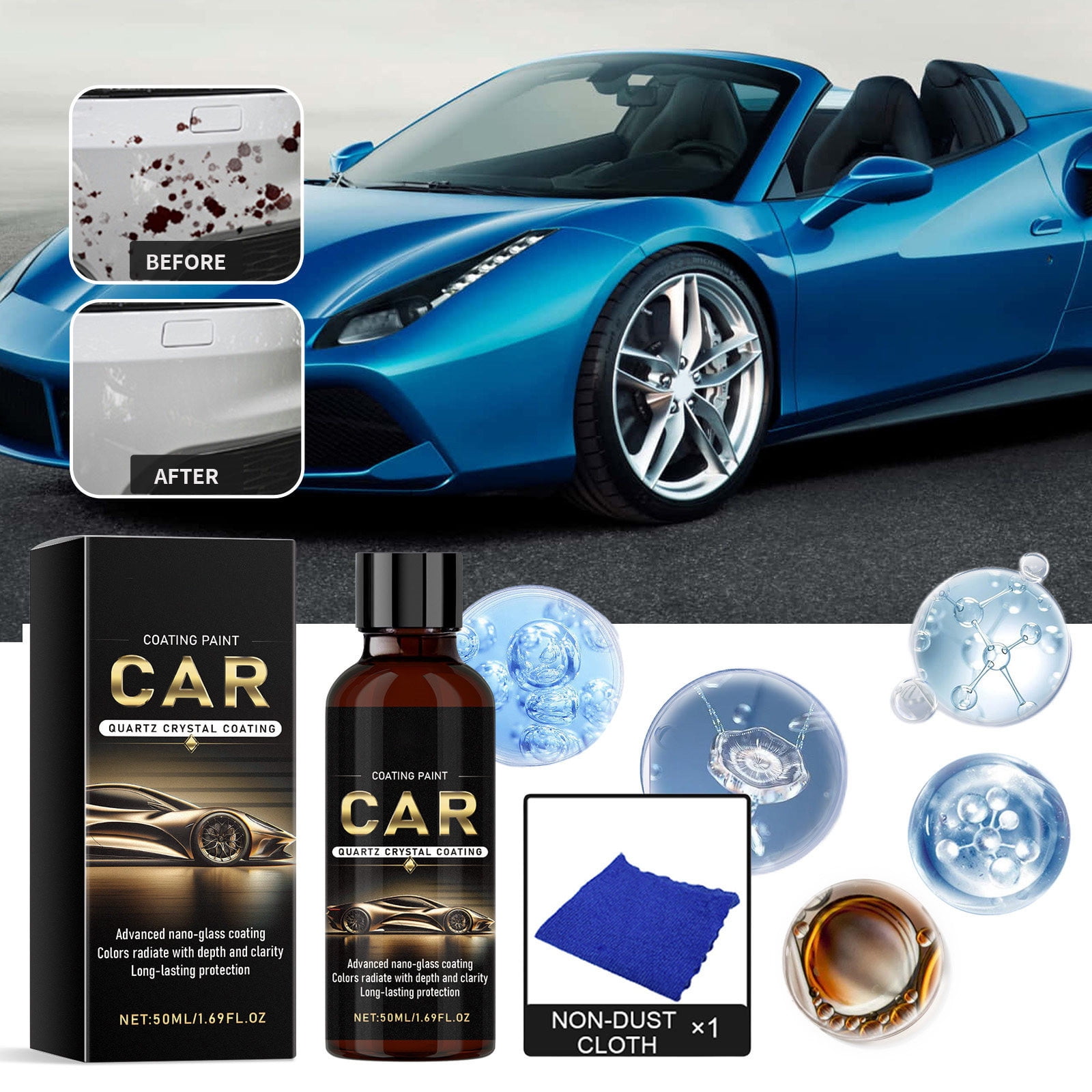 Ceramic Coating Spray for Cars - Waterless Cleaning & Paint Protection ...