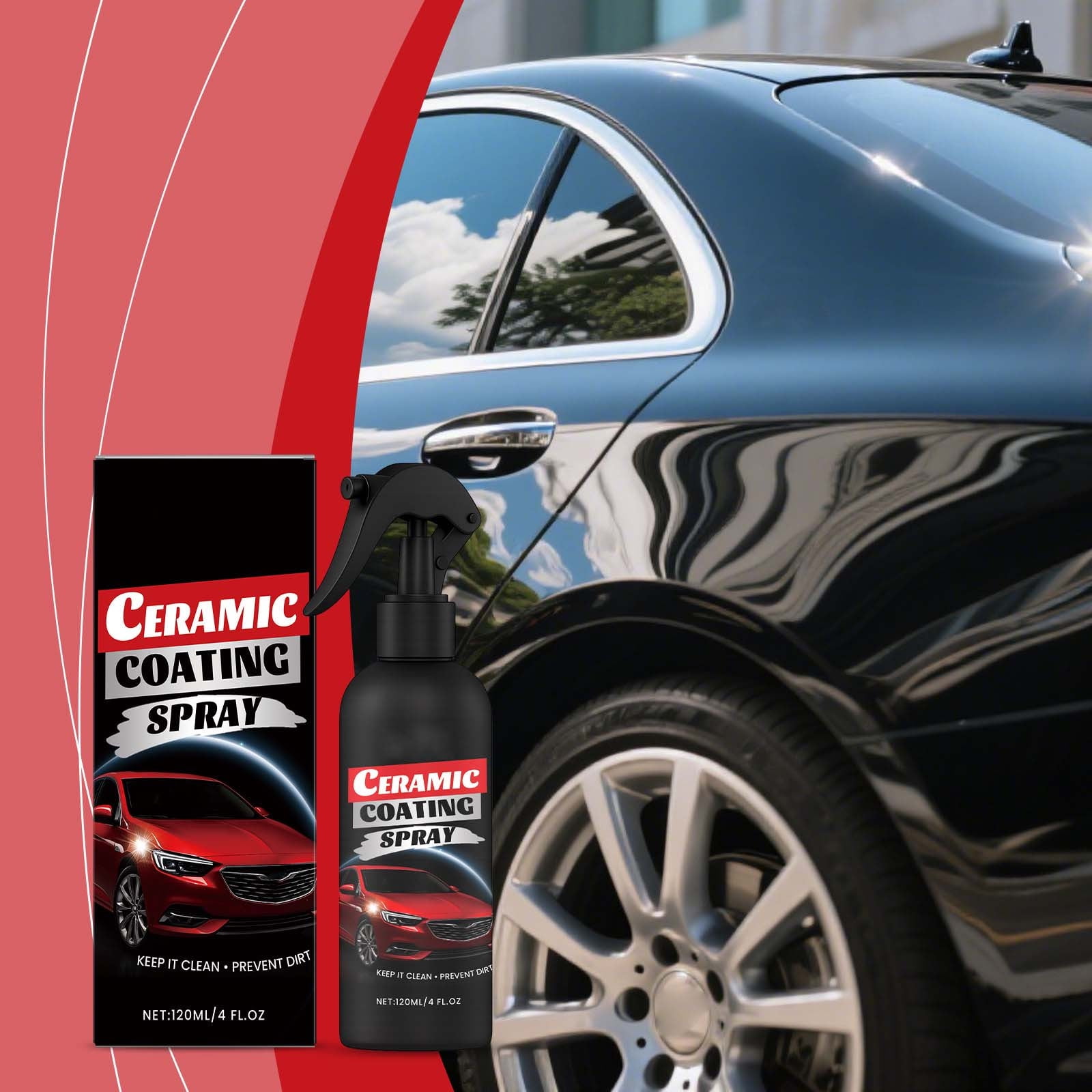 Ceramic Coating Spray for Cars - SiO2 Hydrophobic Paint Protectant, High Gloss Enhancer, Easy ...
