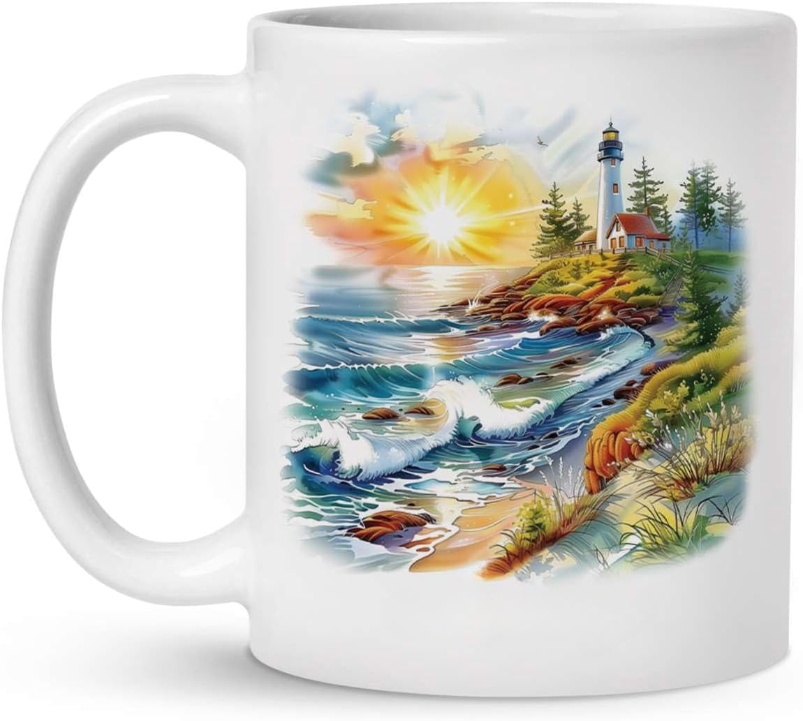 Ceramic Coffee Cup Novelty Train Coffee Mug Sunset Landscape Ceramic ...