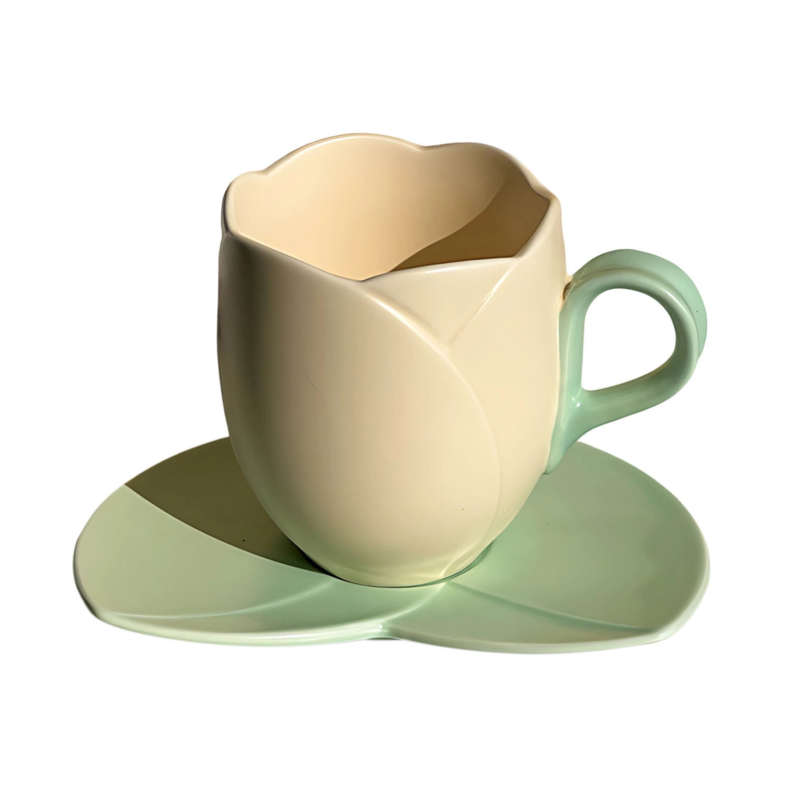 Ceramic Coffee Cup and Saucer Set Home Restaurant Tea Cup Flower Tea ...