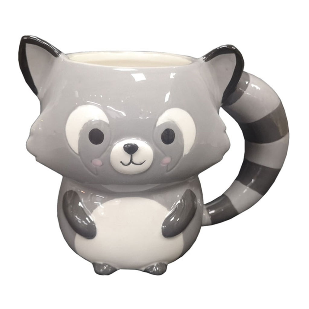 Ceramic Coffee Cup with Adorable Raccoons Animal Design Hot Cold Drink ...