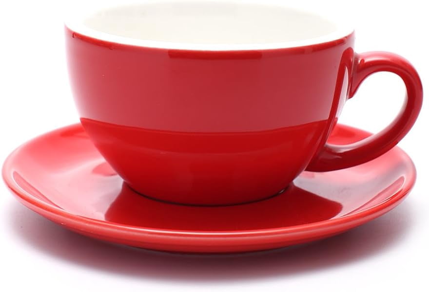 Ceramic Coffee Cup with Matching Saucer, Premium Shape for Latte ...