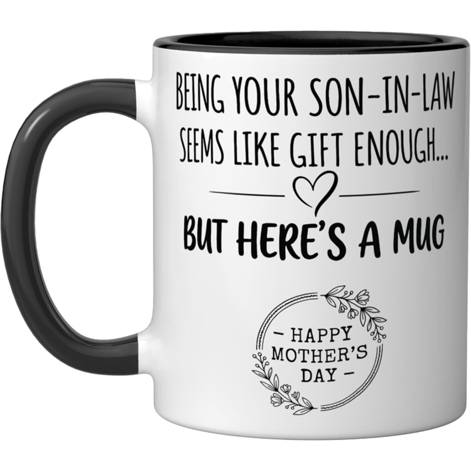 Ceramic Coffee Mug 325ml with Printed Son in Law Quote and Floral ...